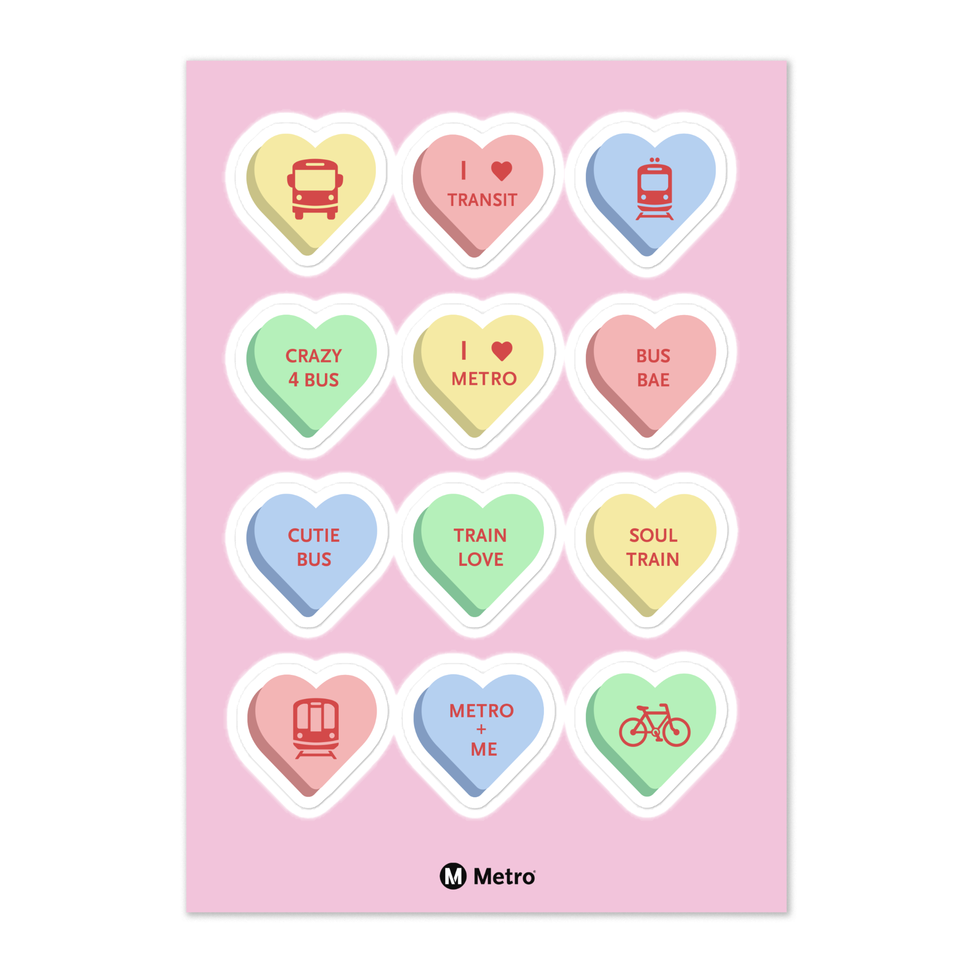 Multimodal Transit Hearts Sticker Sheet – Metro Shop