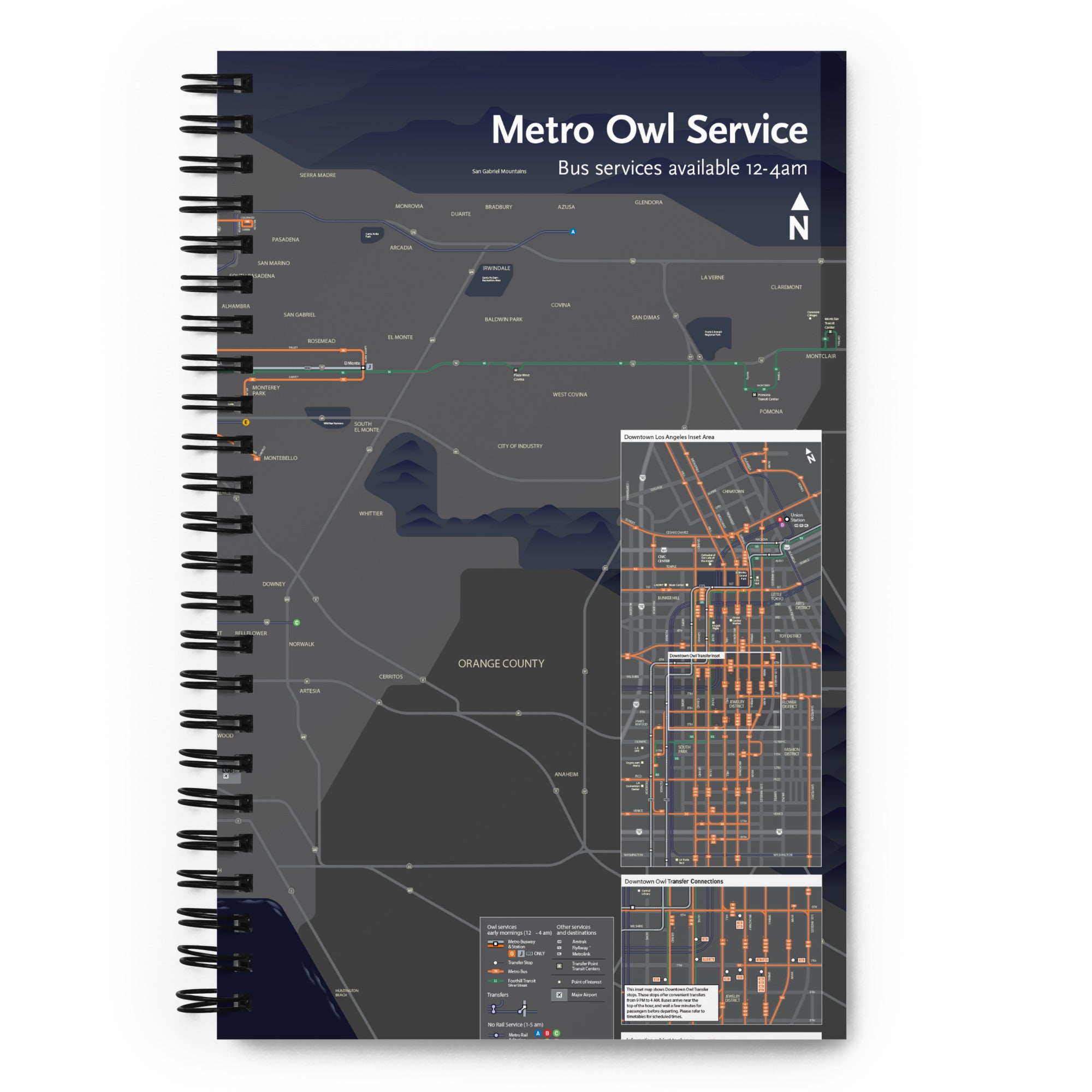 Los Angeles Metro Night Owl Map Notebook – Metro Shop