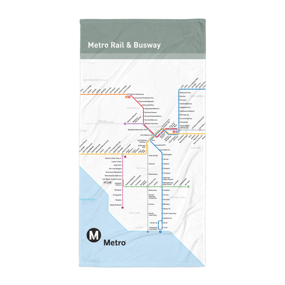 Los Angeles Metro Transit Map Towel – Metro Shop